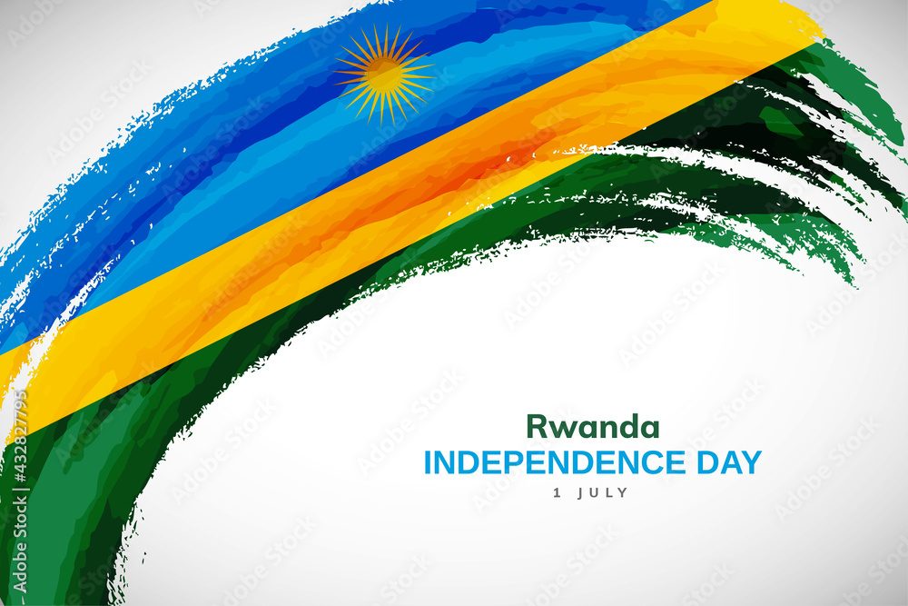 Happy independence day of Rwanda with watercolor brush stroke flag ...
