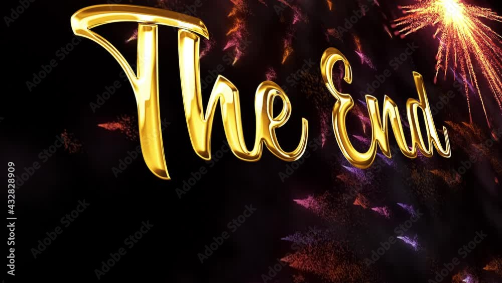 Video Stock The End gold text with fireworks particles motion graphic ...