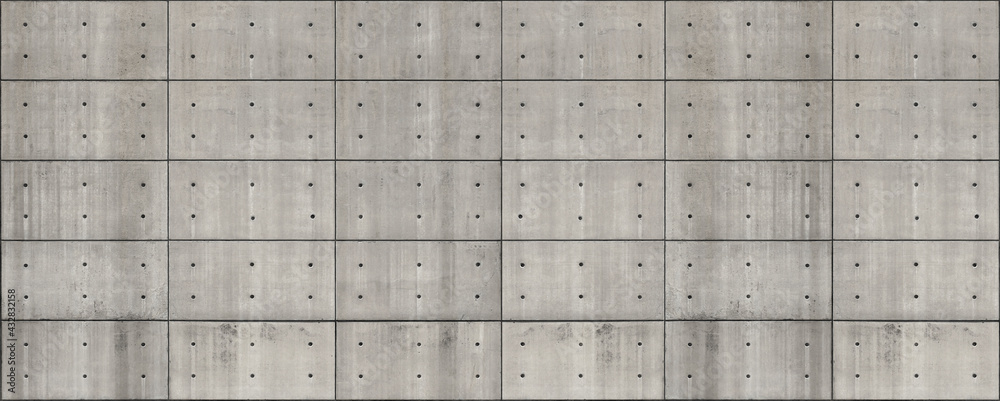 Concrete wall with dimples and grid lines decorative texture as a ...