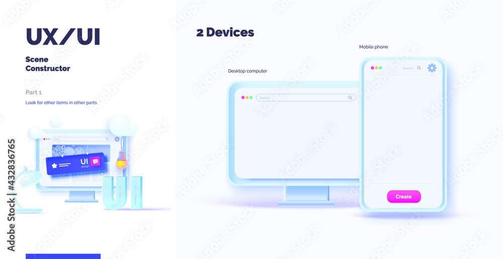 3d Toolkit Ui Ux Scene Creator Part 4 Application Design Smartphone And Desktop Mockup With
