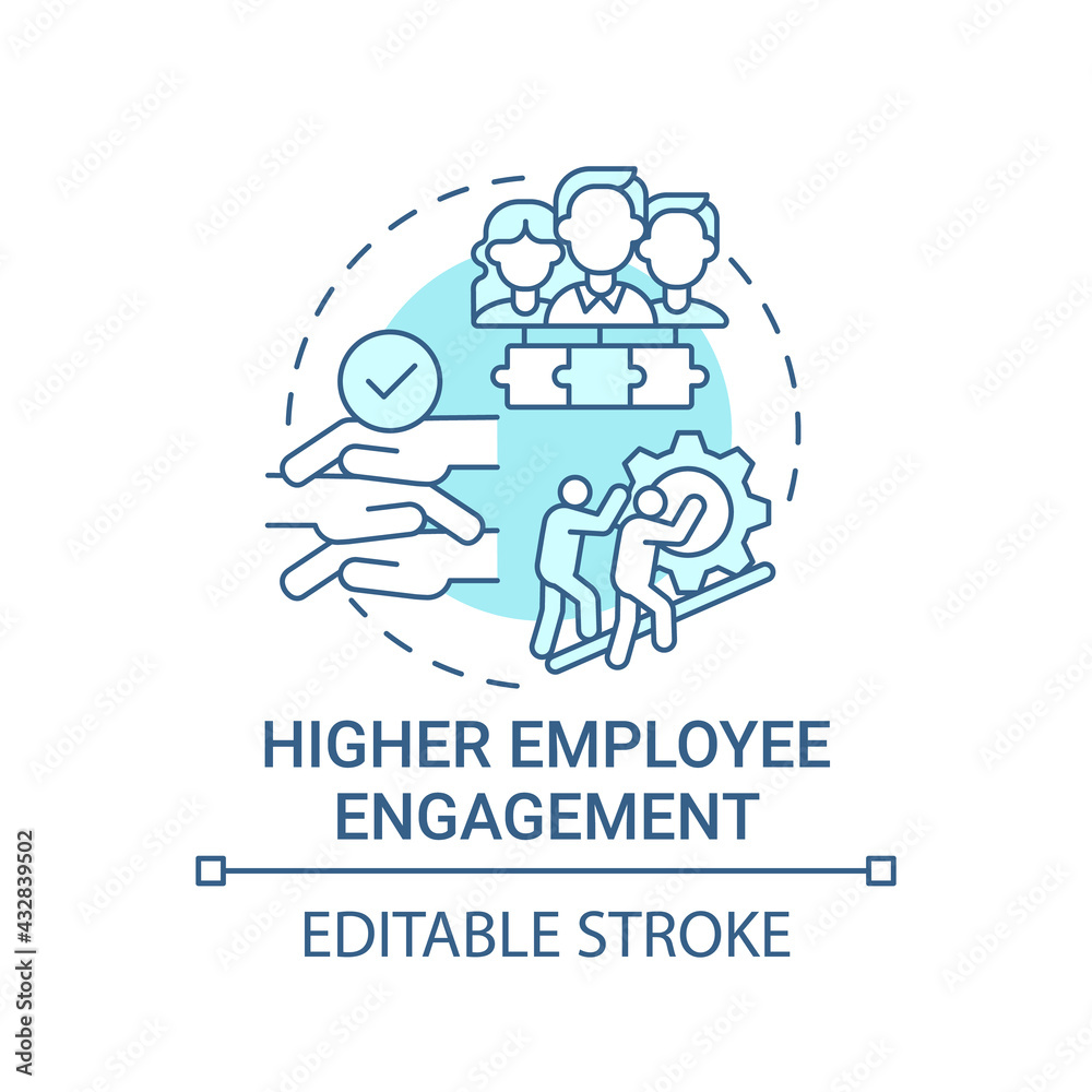Higher employee engagement concept icon. Company culture idea thin line ...
