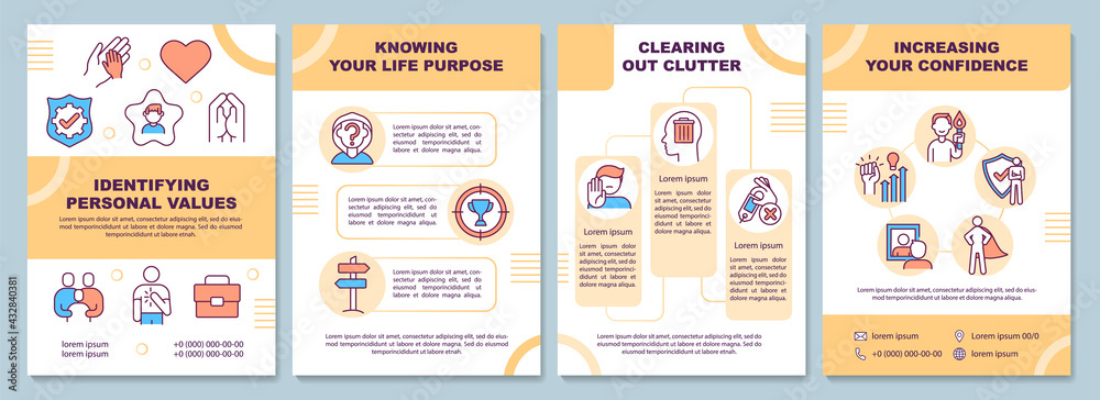 Identifying personal values brochure template. Knowing life purpose ...
