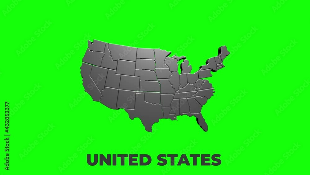 Map of United States of America showing different states. Animated usa ...