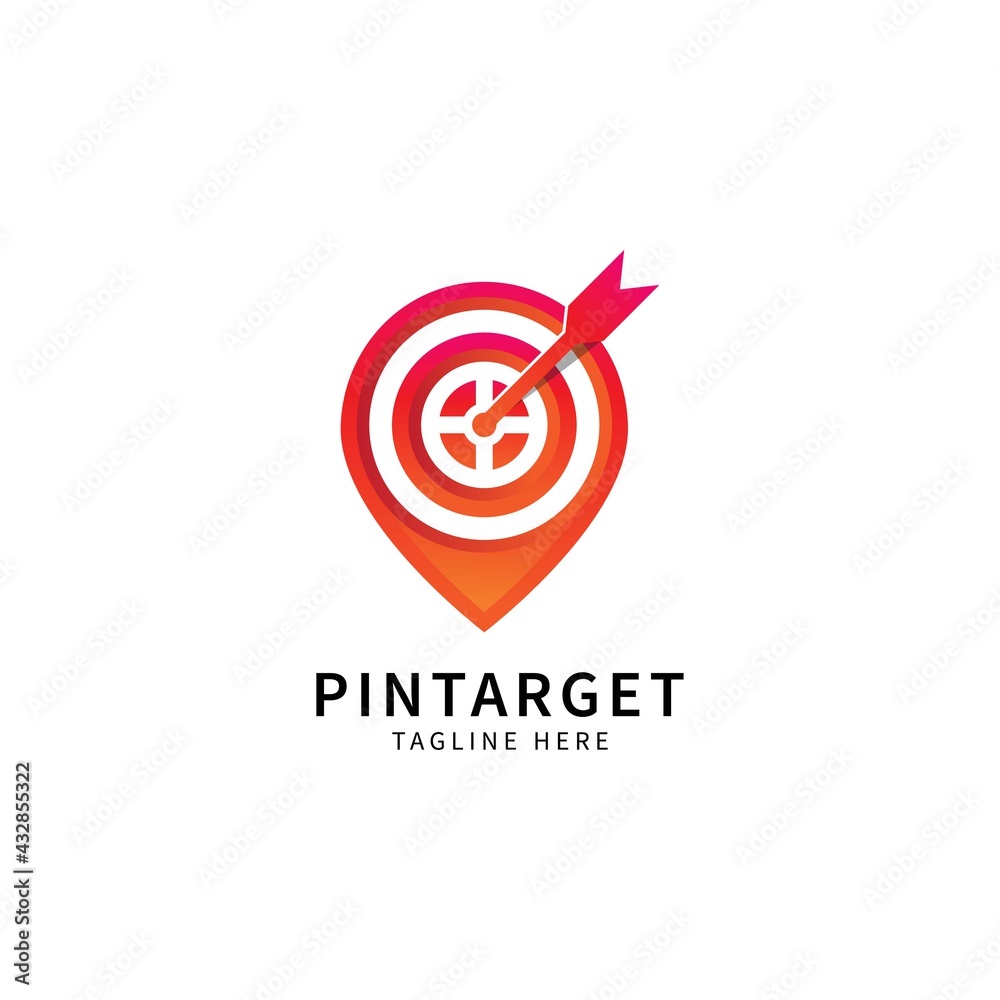 modern pin target or location targeting logo, icon map, business ...