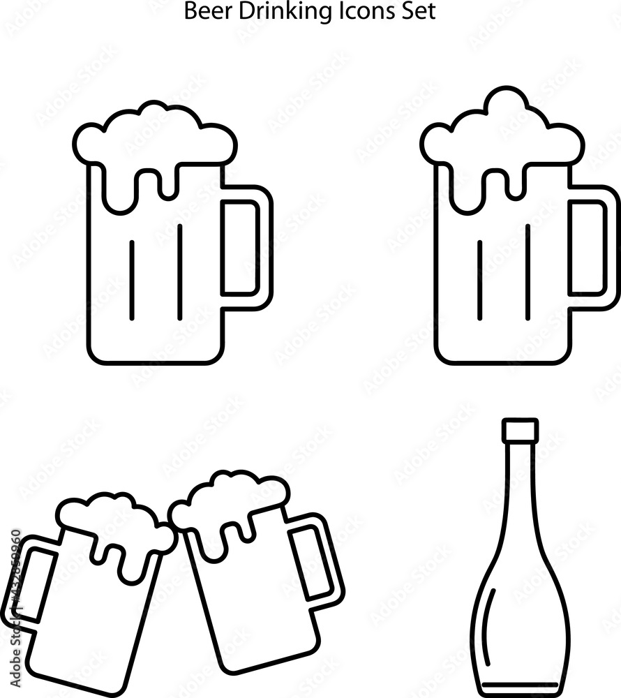 beer mug icons set isolated on white background. beer mug icon thin ...