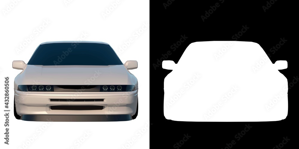 car city tourism transport 1990s 1- Front view white background alpha ...