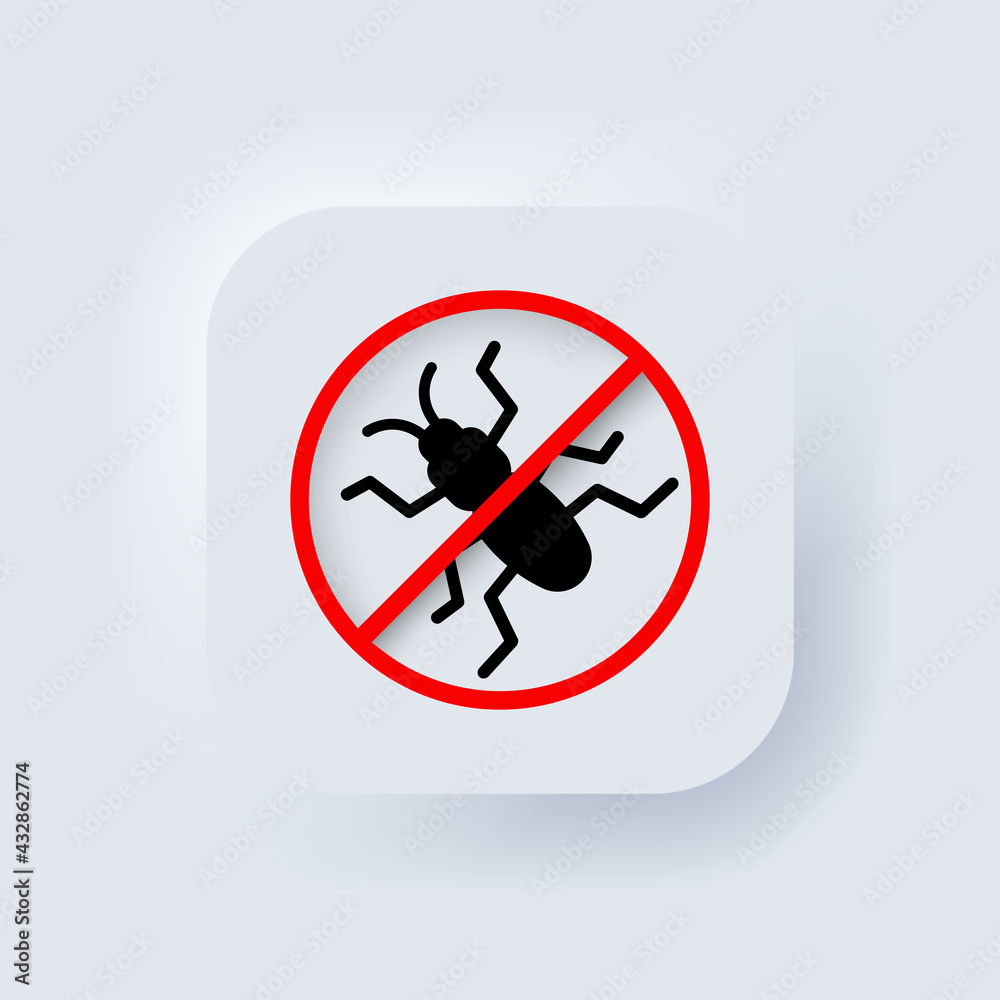No bug icon. Vector. No insect. Parasite, ant, cockroach. Neumorphic UI ...