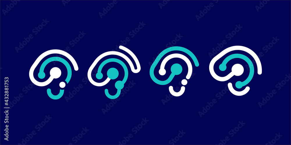 set of ear line Icons, filled vector outline and sign, linear and full ...