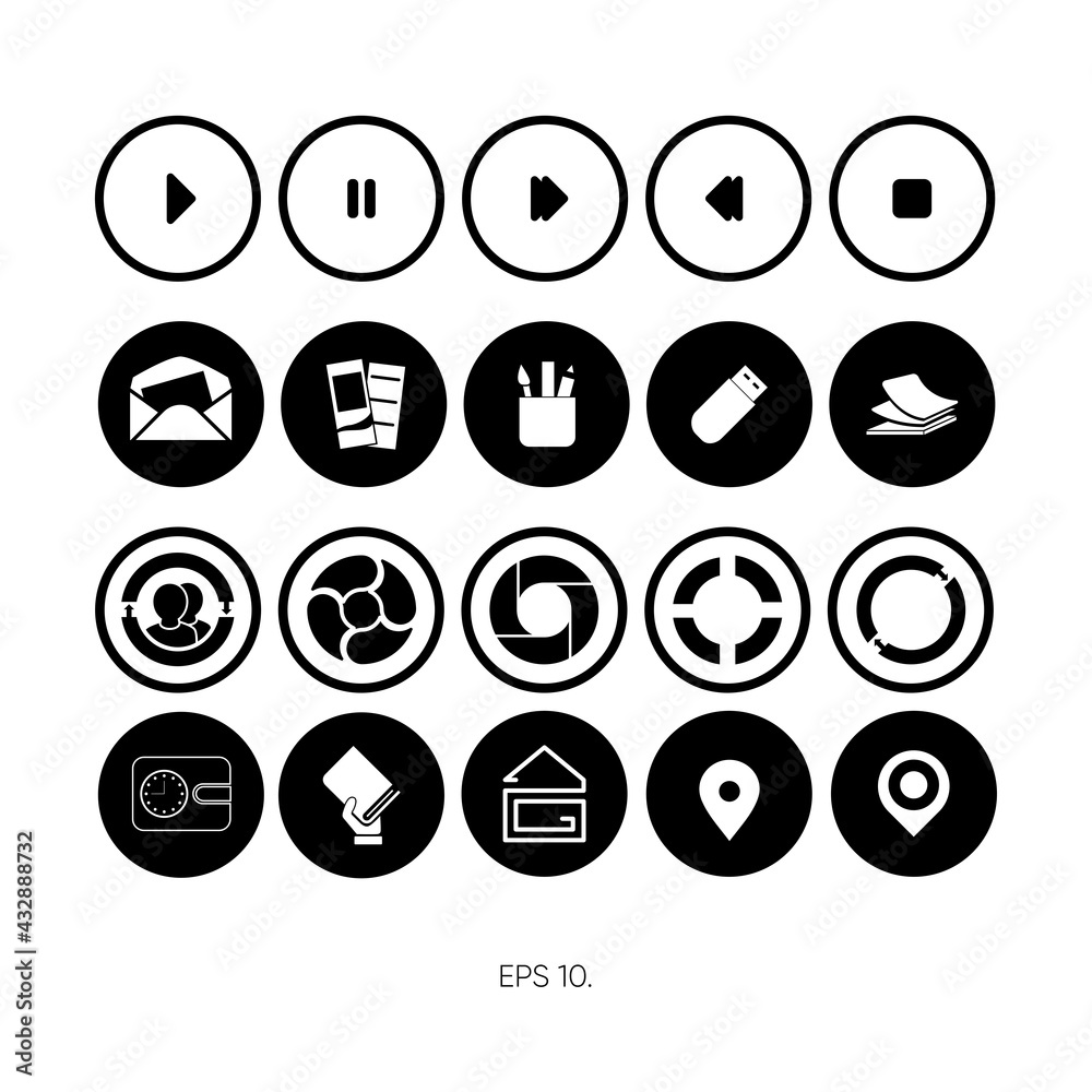Collection of vector symbols in trendy flat style on white background ...