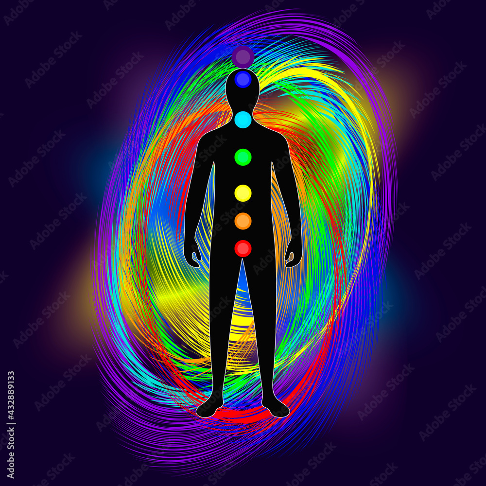 The aura of the body. The iridescent color marks the etheric, emotional ...