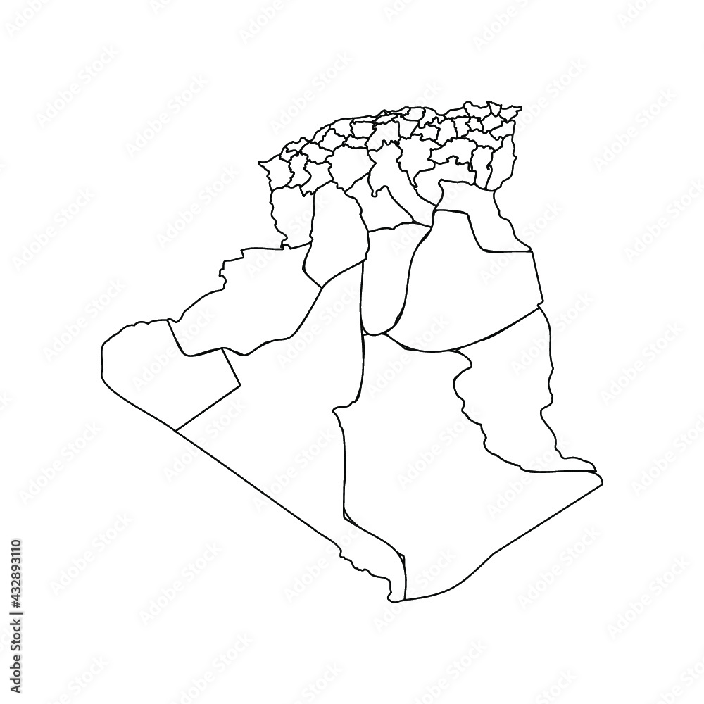 Doodle Map of Algeria With States Stock Vector | Adobe Stock