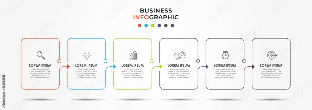 Vector Infographic design business template with icons and 6 options or ...