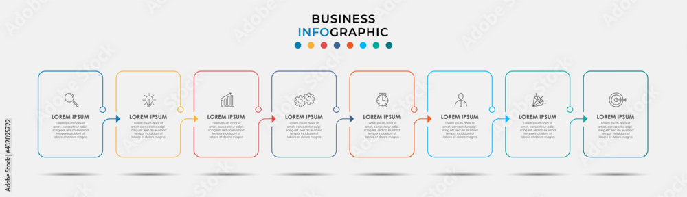 Vector Infographic design business template with icons and 8 options or ...