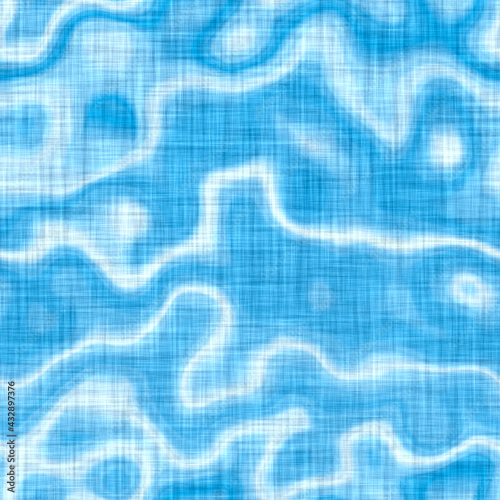 Blue white uneven wave stripe on a linen texture background. Seamless ...