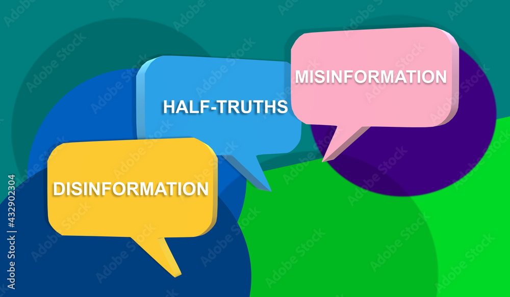 Banner design of DISINFORMATION, HALF-TRUTHS and MISINFORMATION. Speech ...