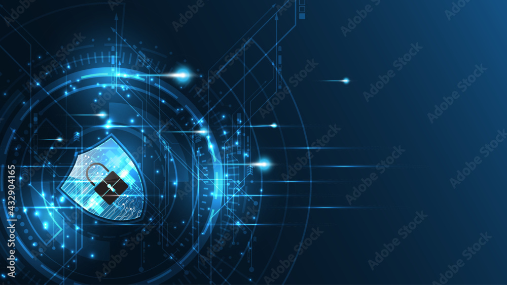 3D Protected guard shield security concept Security cyber digital ...