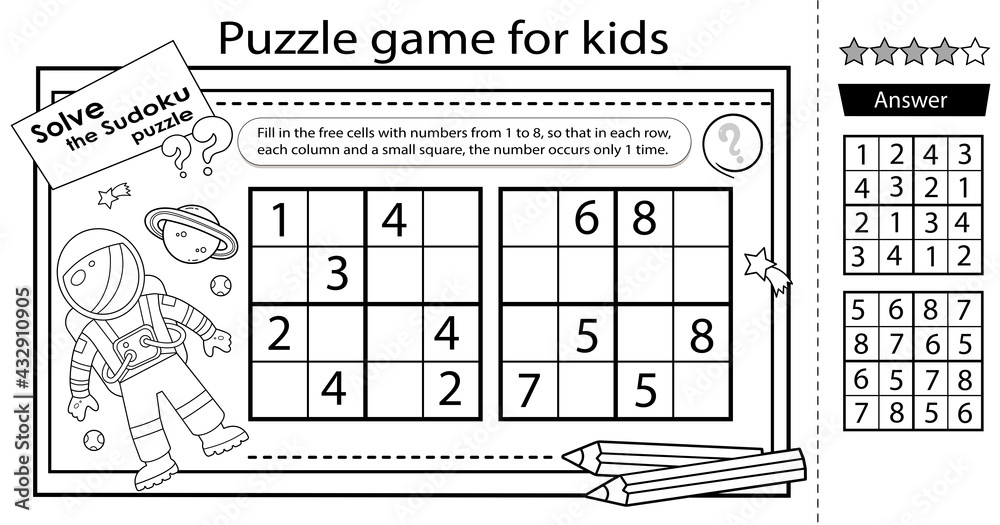 Cosmic sudoku puzzle. Logic puzzle for kids. Education game for ...