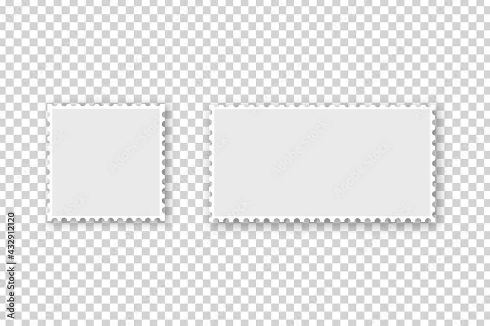 Vector set of realistic isolated postage stamps on the transparent ...