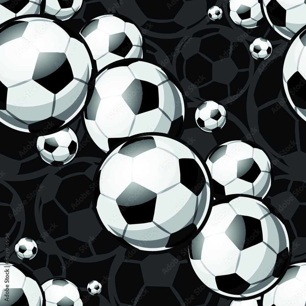 Seamless pattern with football soccer ball vector digital paper design ...