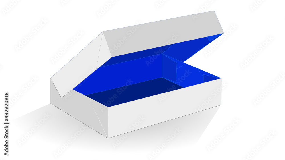 Six corner glued tray, 6 corner box dieline and packaging design ...