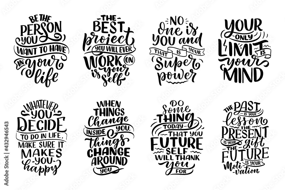Set with lettering slogans about be yourself. Funny quotes for blog ...