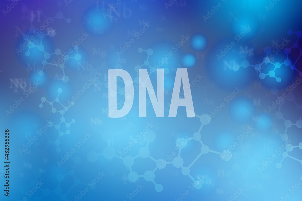 Blue scientific background with the inscription DNA in the middle ...