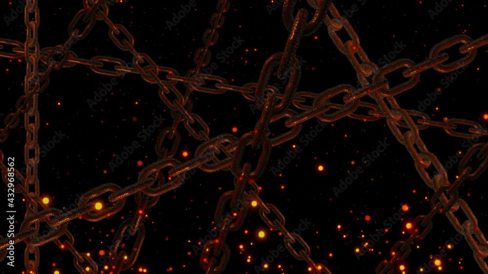 rusty chain with spark ember particle background loop animation Stock ...