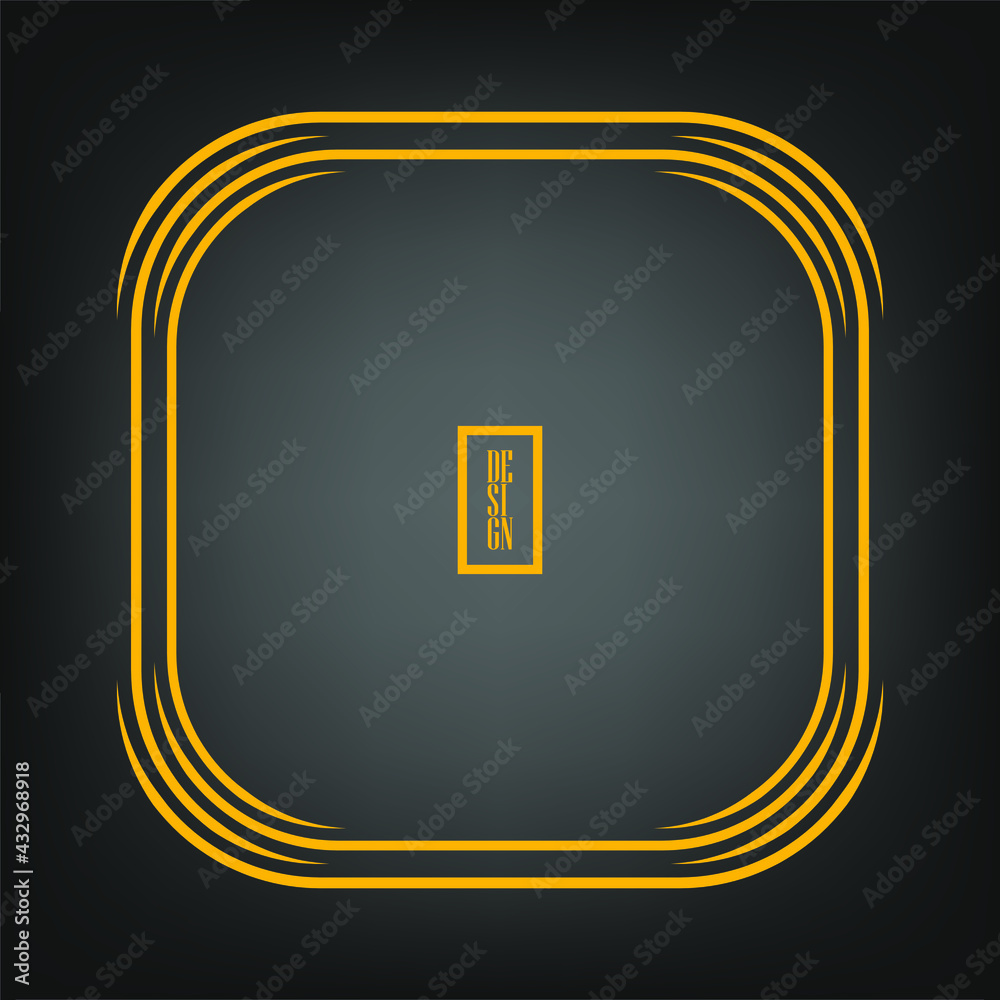 Yellow abstract rounded frame. Geometric art. Trendy design element for ...