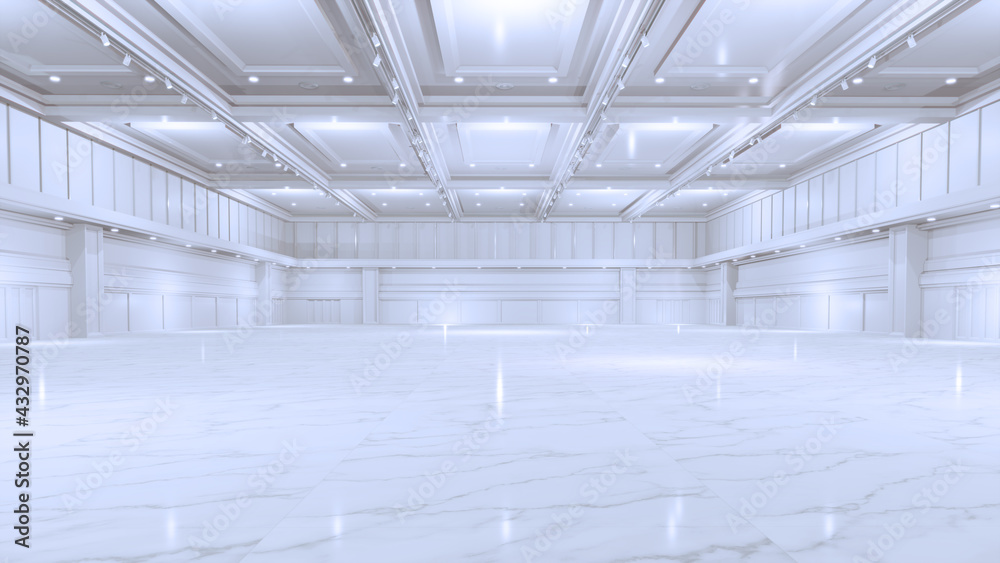 Empty convention hall center. backdrop for convention stands.3d render ...