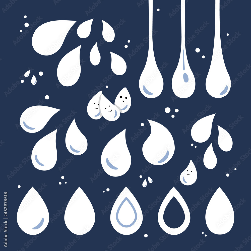 Water drops icons set. Logo, drop symbol. Drops, rain, splashes, splash ...