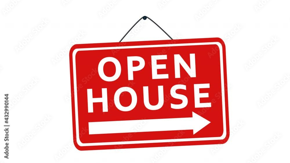 Open House Sign Animation on White Background and Green Screen Stock ...