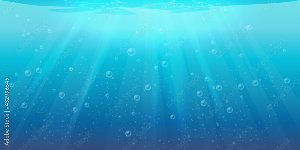 Vector underwater background, transparent aqua texture with air bubbles ...
