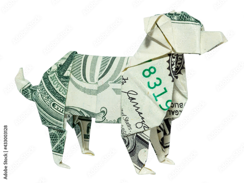 Money Origami Australian Shepherd Dog Folded with Real One Dollar Bill ...