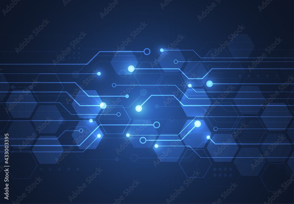 Abstract technology geometric background with circuit board texture ...