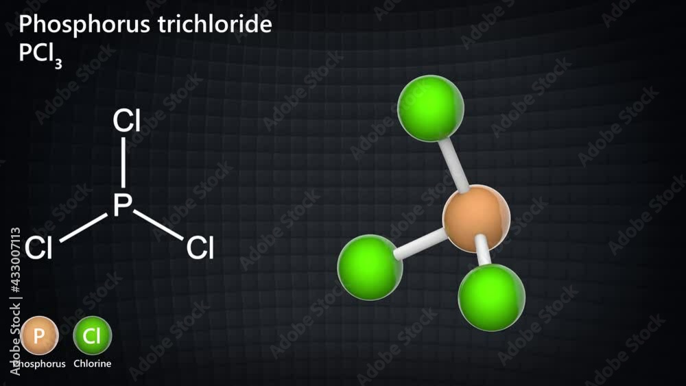 Phosphorus trichloride, formula PCl3 or Cl3P. Used for making ...