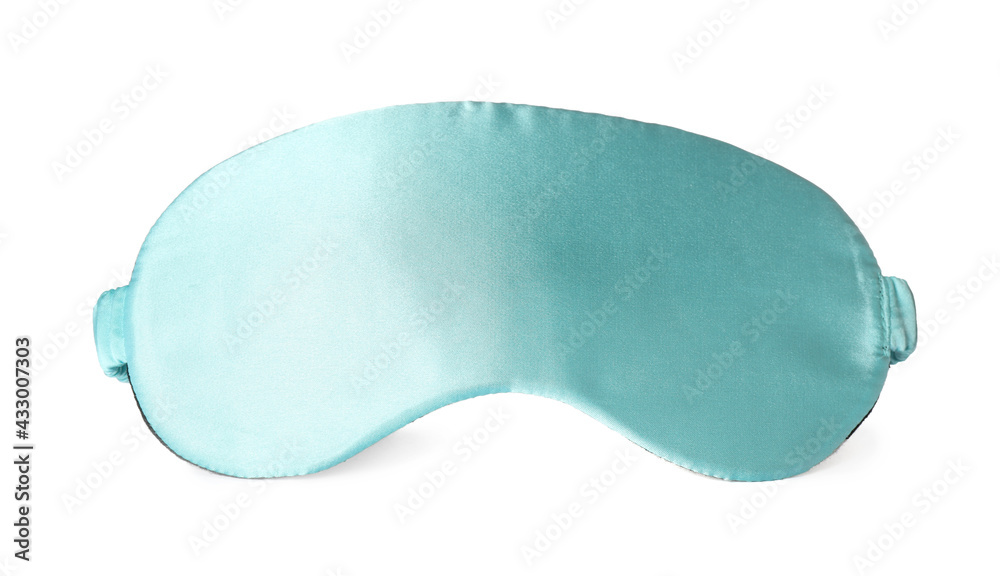 Turquoise sleep eye mask isolated on white Stock Photo | Adobe Stock