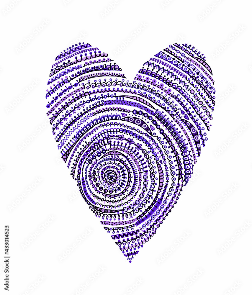 Hand drawn heart in boho style. Folk style For backgrounds, invitations ...