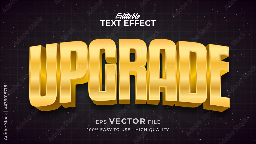 Editable text style effect - Gold Upgrade text style theme Stock Vector ...