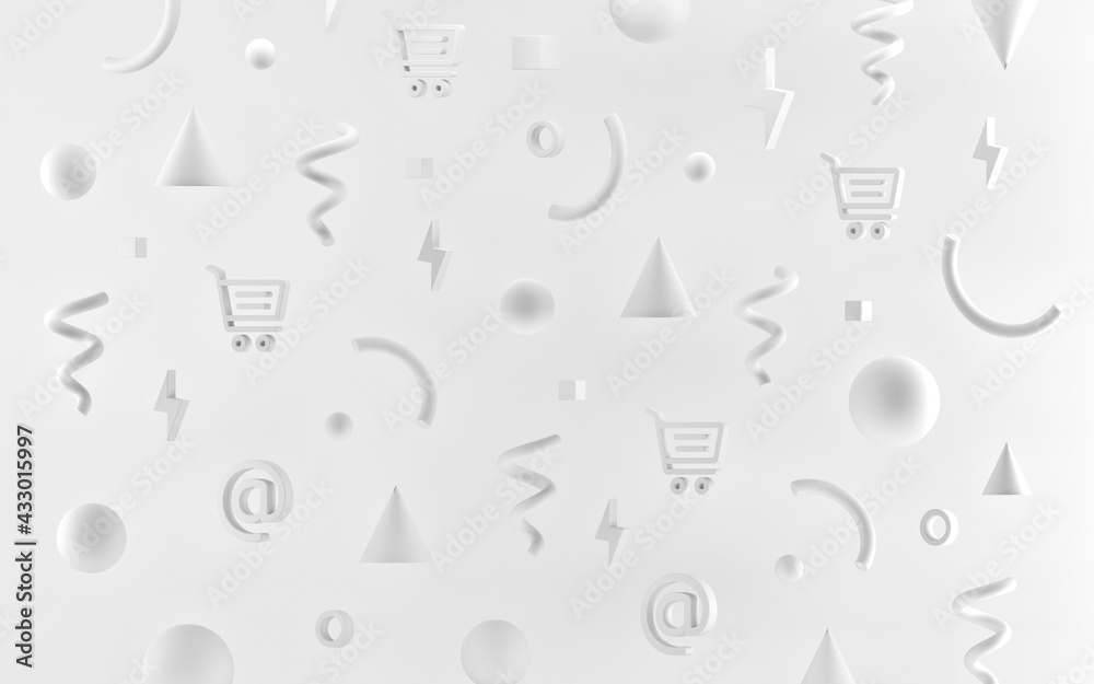 Abstract white geometric shapes for web design. 3d render Stock ...