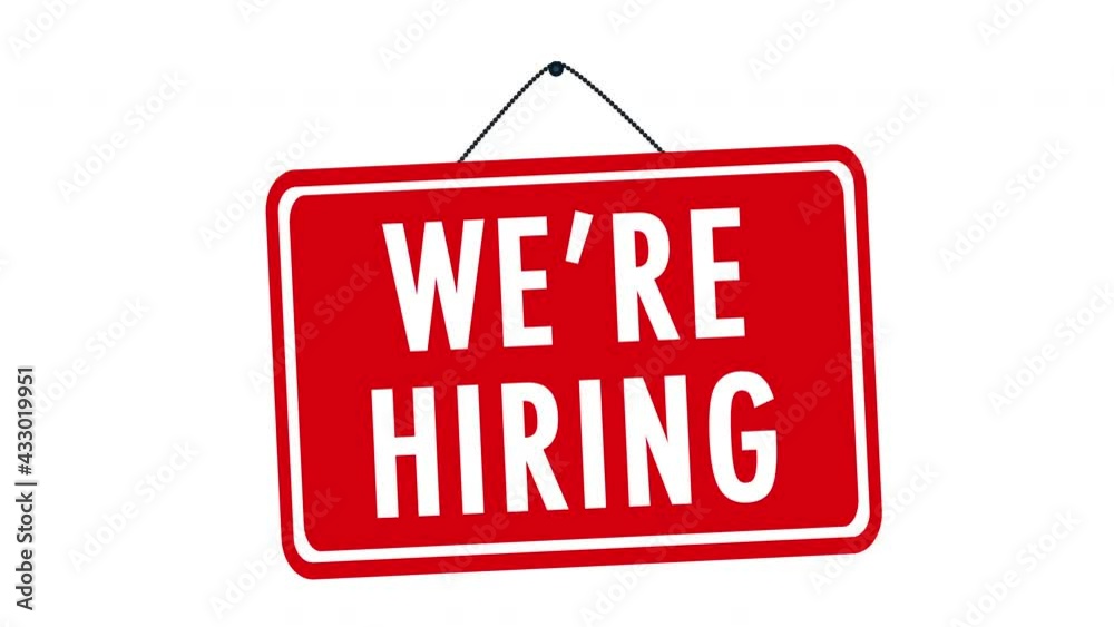 We Are Hiring Sign Animation on White Background and Green Screen vídeo ...
