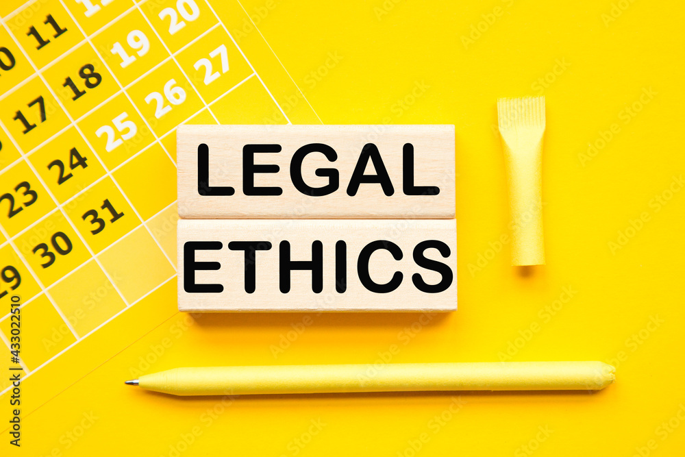 LEGAL ETHICS. calendar and WOODEN BARS with informationon on the a ...