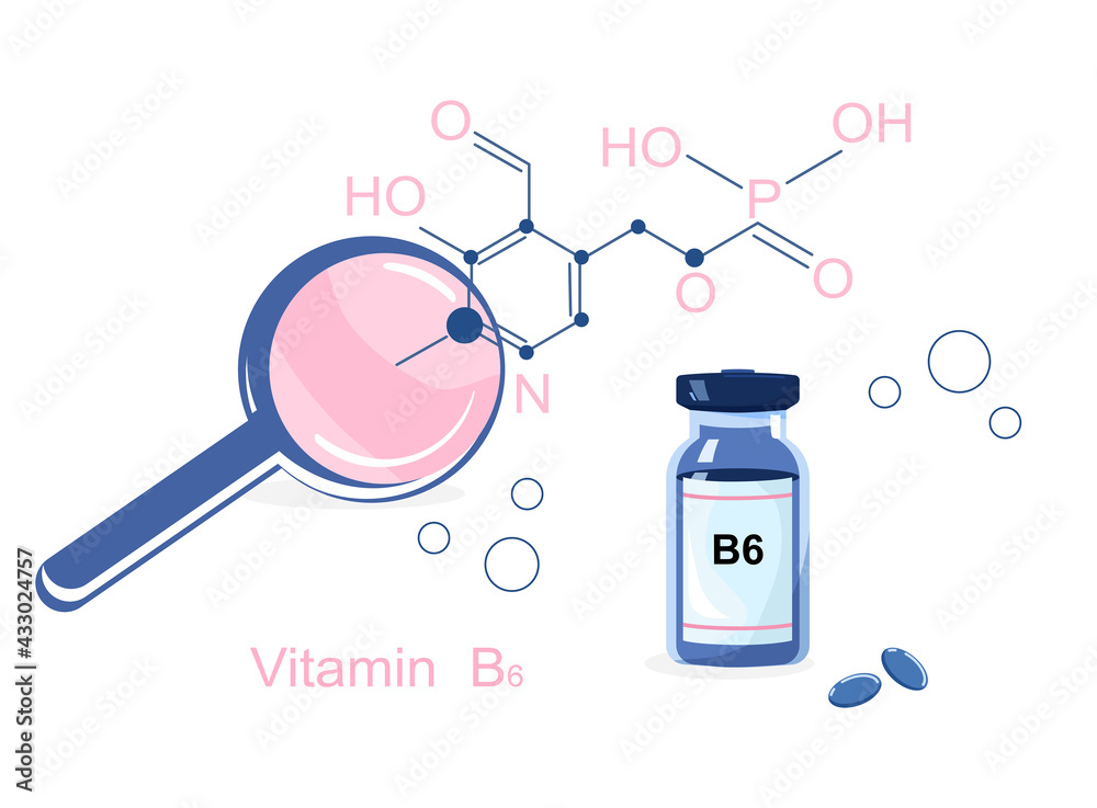 Vitamin B6 with Chemical formula.Pyridoxine and coenzyme.Essential ...
