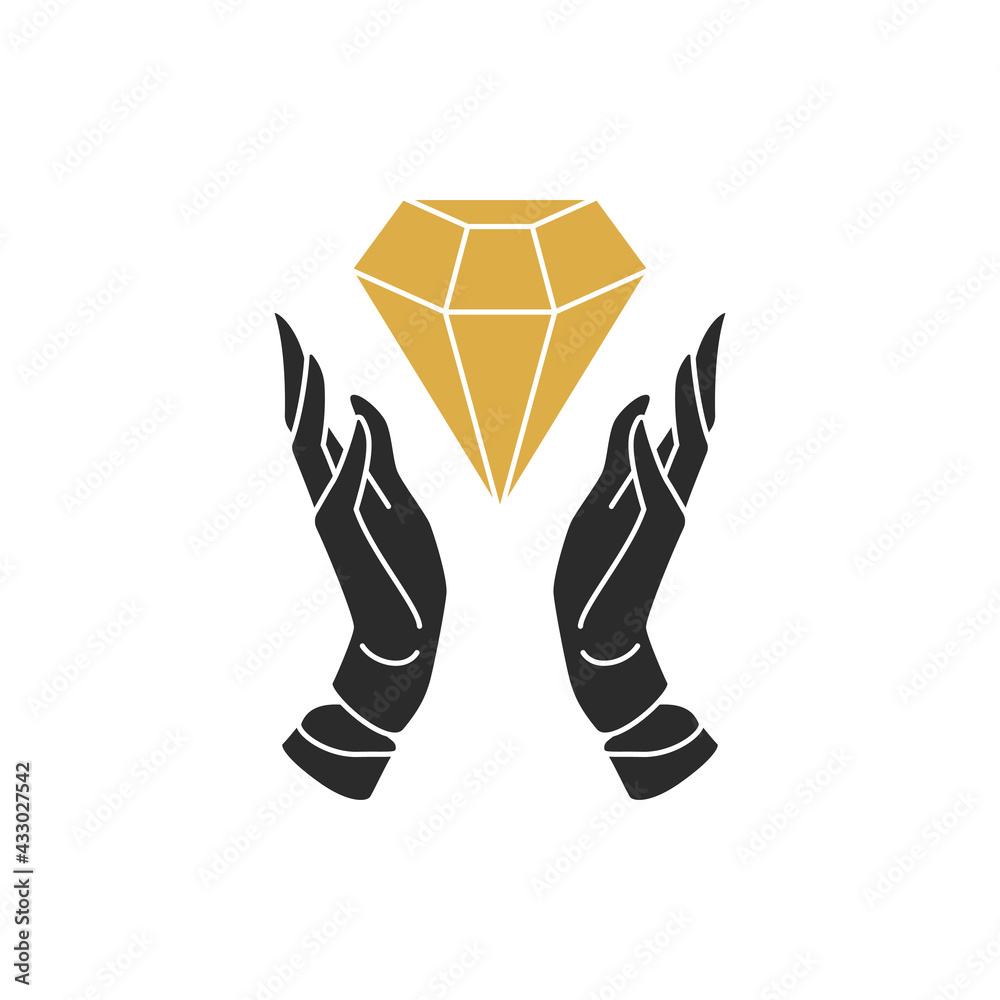 Woman hands holding diamond silhouette vector illustration Stock Vector ...