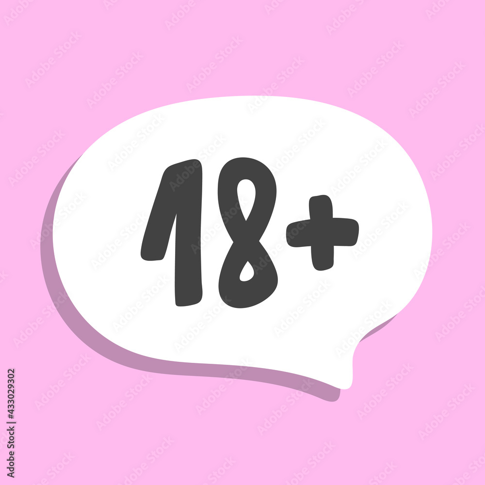 18 adults only. Hand drawn sticker bubble white speech logo. Good for ...