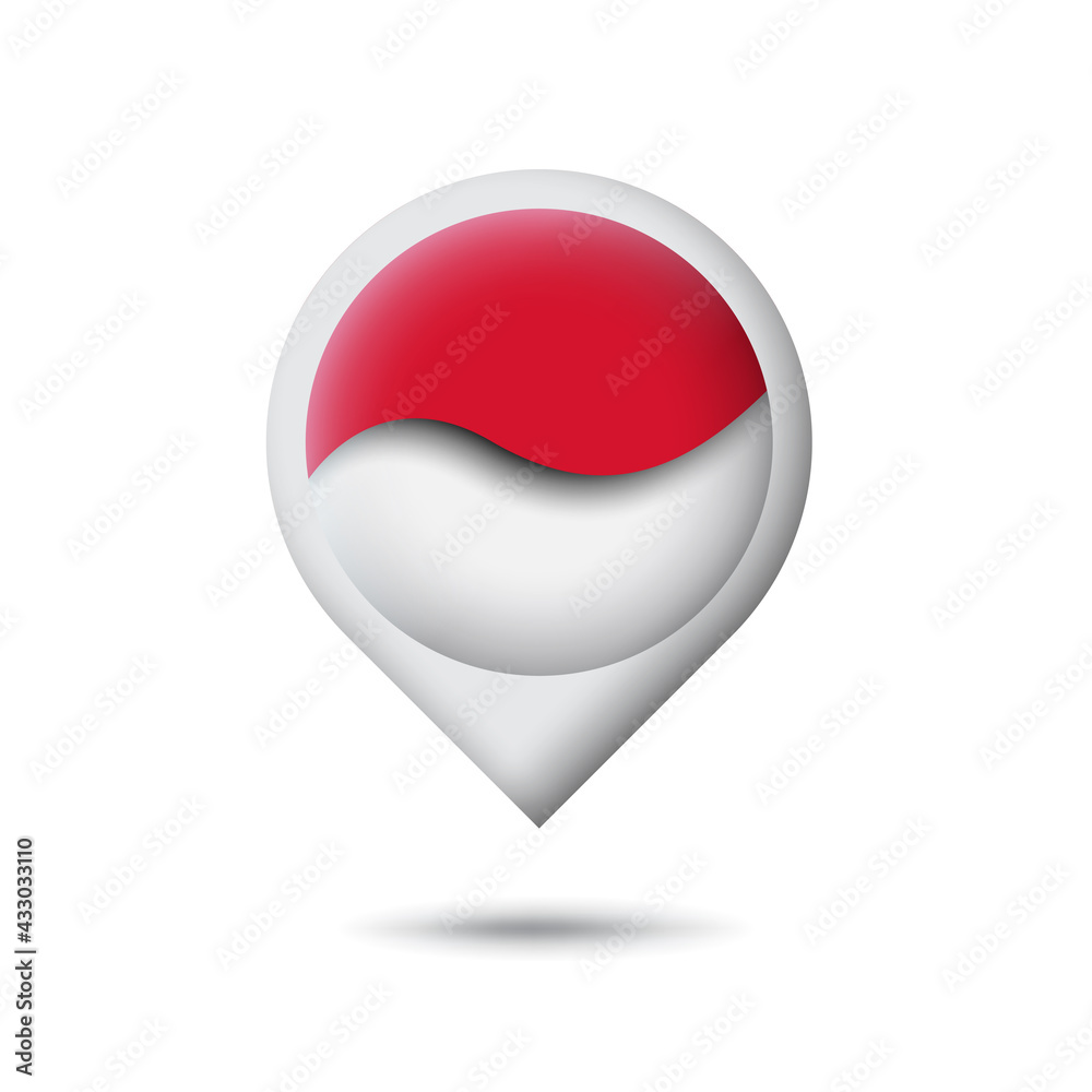 Indonesia Flag Icon In The Shape Of Pointer Map Marker Waving In The