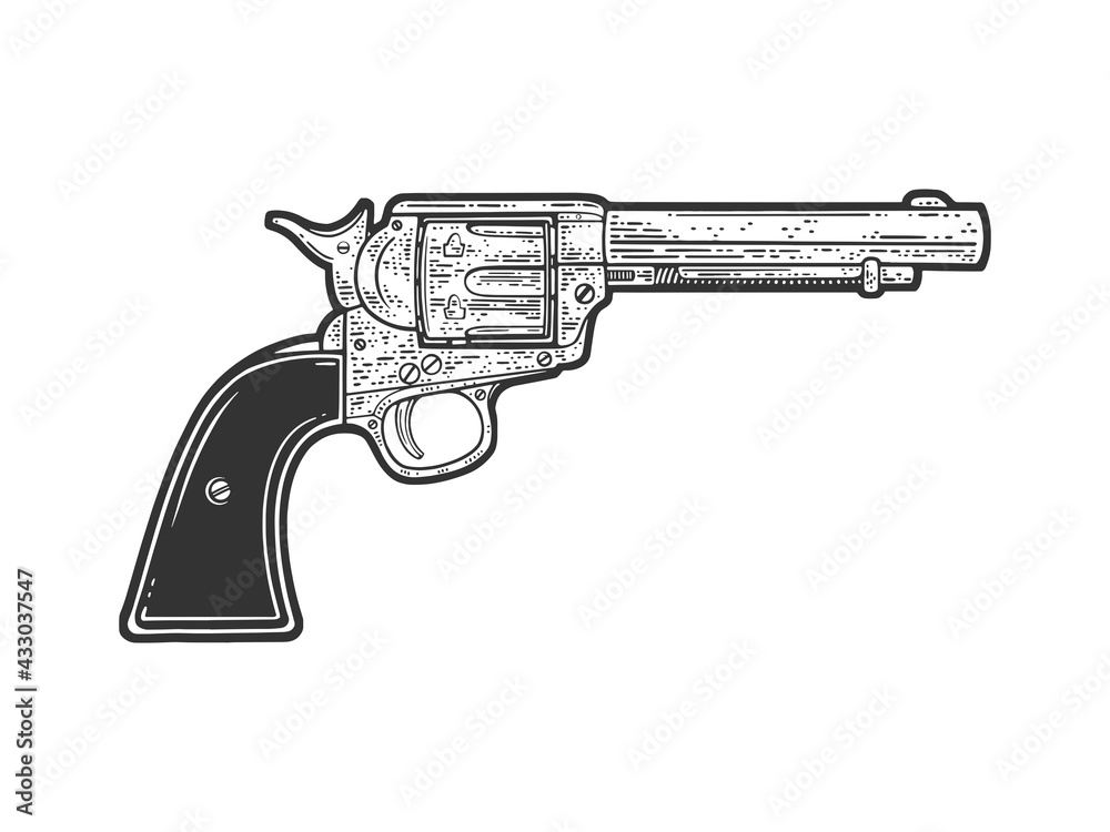 Vetor de Colt Peacemaker revolver pistol Single Action Army sketch ...