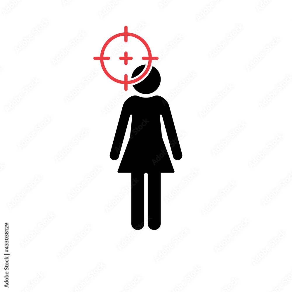 Sniper Scope Aimed on Female Black Silhouette. Red Target and Female ...