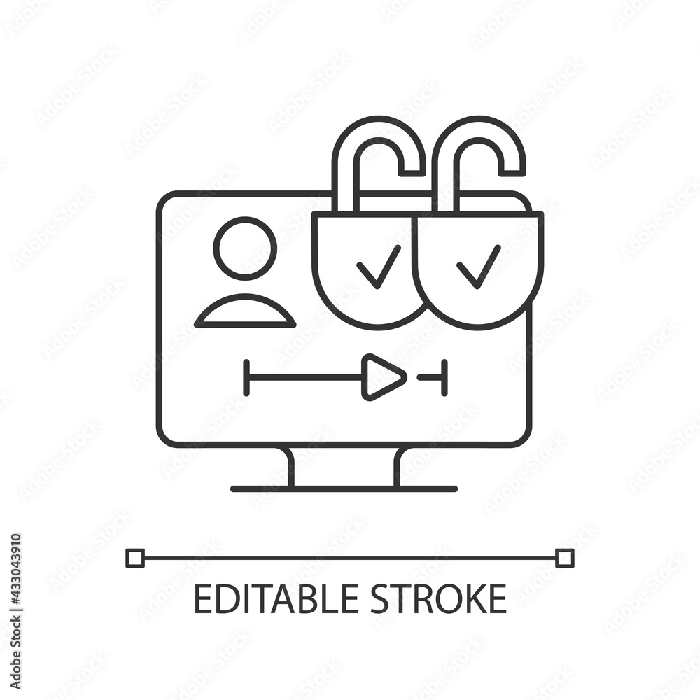 Multiple viewer profiles linear icon. Multi-device access. Sharing ...