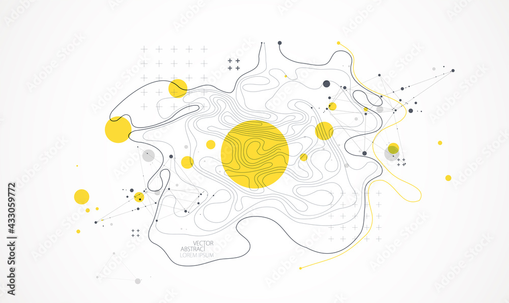Vector abstract landscape geodesy topography map background. Art Line ...