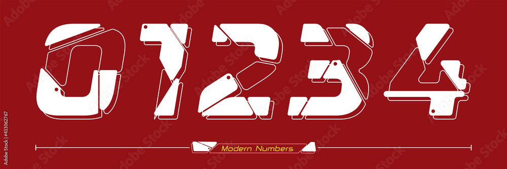 Numbers Typography Future modern font style in a set 01234 Stock Vector ...